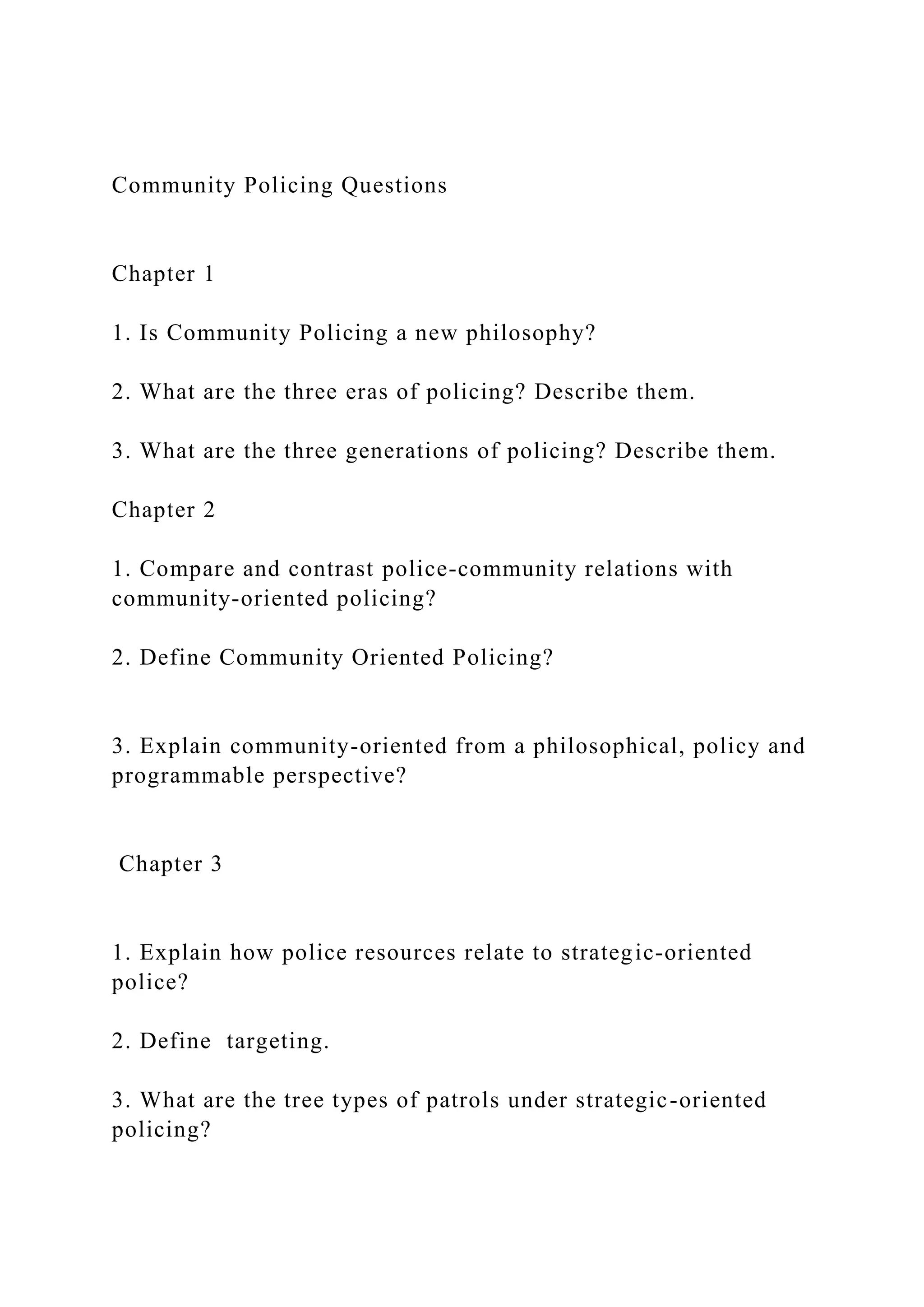 Community Policing Questions Chapter 11. Is Community Po.docx