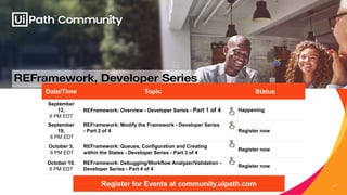 UiPath REFramework Overview Developer Series - Part 1 of 4 | PPTX