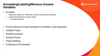 REFramework: Debugging/Workflow Analyzer/Validation - Developer Series - Part 4 of 4 | PPT