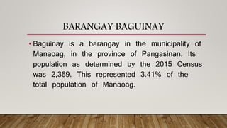 Community Profile of Barangay Baguinay | PPTX | Land and Farms | Real ...