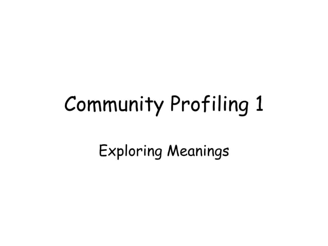 Community profiling 1 | PPT | Business and Finance