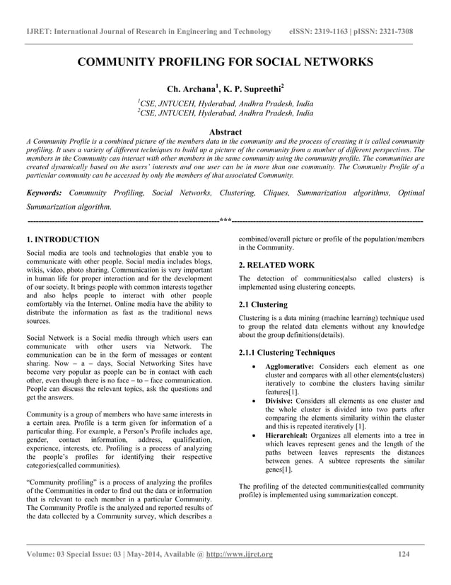 Community profiling for social networks | PDF | Social Networking | Internet