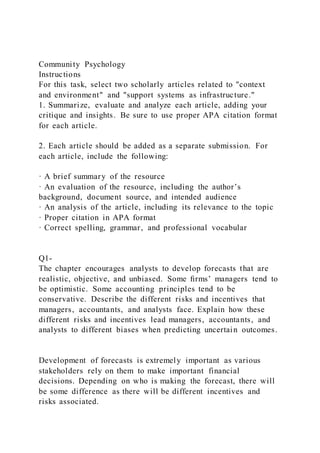 Community PsychologyInstructionsFor this task, select two scho | PDF