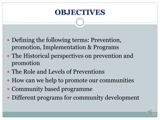 Community psychology (prevention & promotion) | PPTX