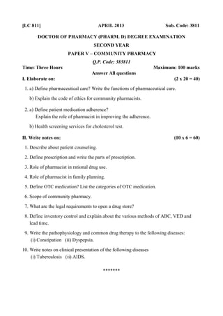 Community questions Pharm D. pdf | PDF
