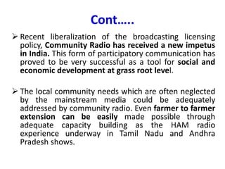 Community Radio- C.Thatchinamoorthy Agricultural Extension | PPTX