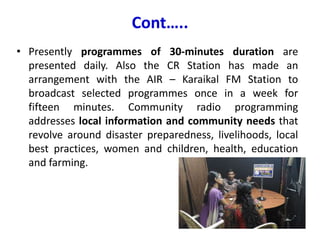 Community Radio- C.Thatchinamoorthy Agricultural Extension | PPTX
