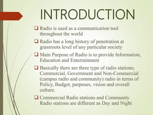Community radio and modern radio | PPTX | College Radio | Music