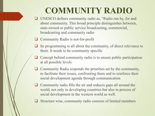 Community radio and modern radio | PPTX | College Radio | Music