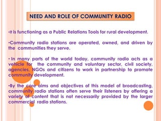Community radio for rural development in puducherry kulasekaran pro | PPTX
