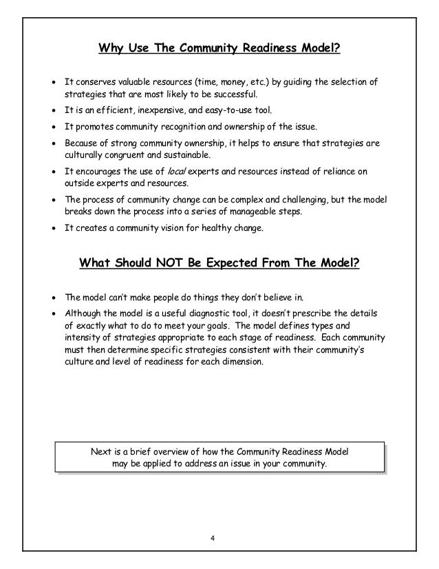 Community readiness model