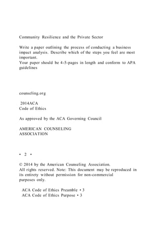 Community Resilience and the Private SectorWrite a paper out | PDF