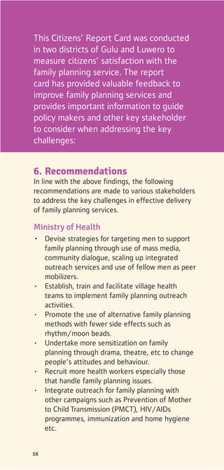 Citizen Report Card issue brief on family planning in uganda | PDF