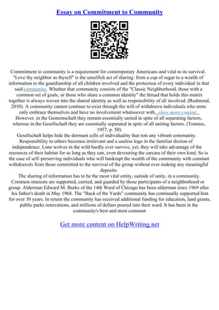 Community Service Essay Examples | PDF