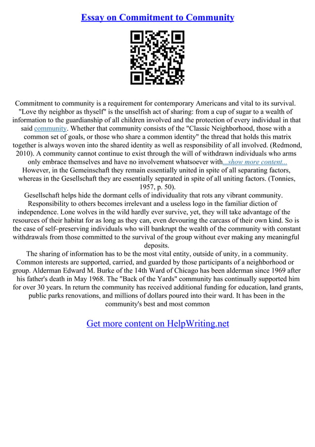 Community Service Essay Examples | PDF