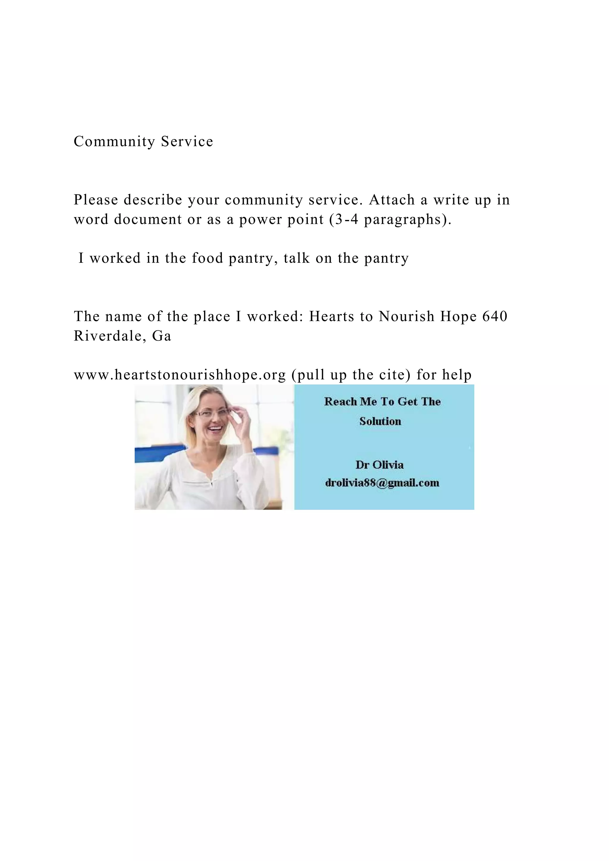 Community ServicePlease describe your community service. A.docx