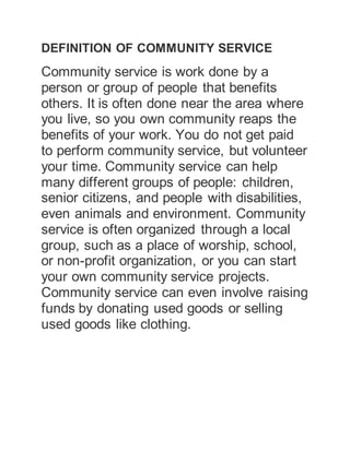 Community service project final | DOCX