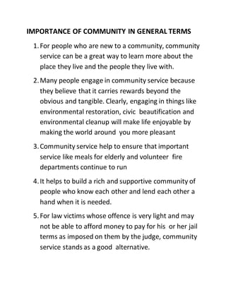 Community service project final | DOCX