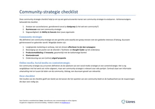 Liones Community-strategie checklist | PPT