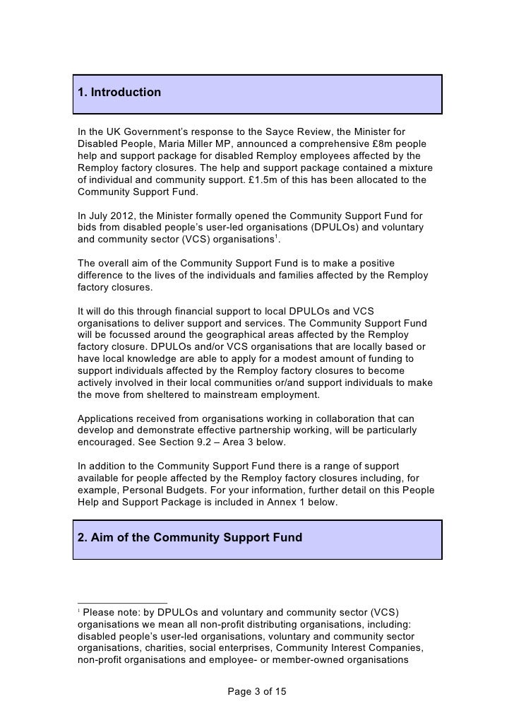 CommunitySupport Fund guidance notes, July 2012