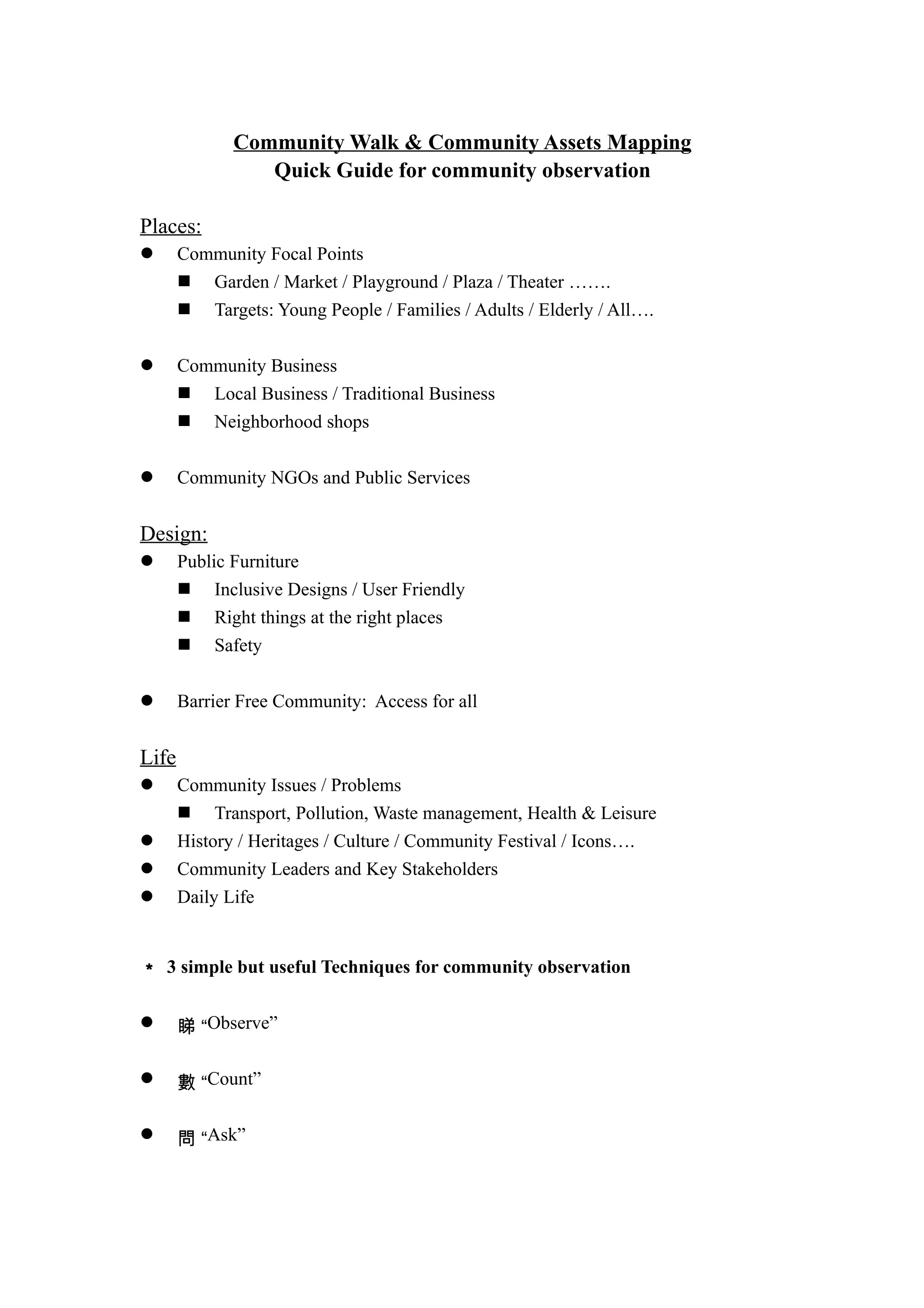 Community Walk & Community Assets Mapping Quick Guide For Community ...