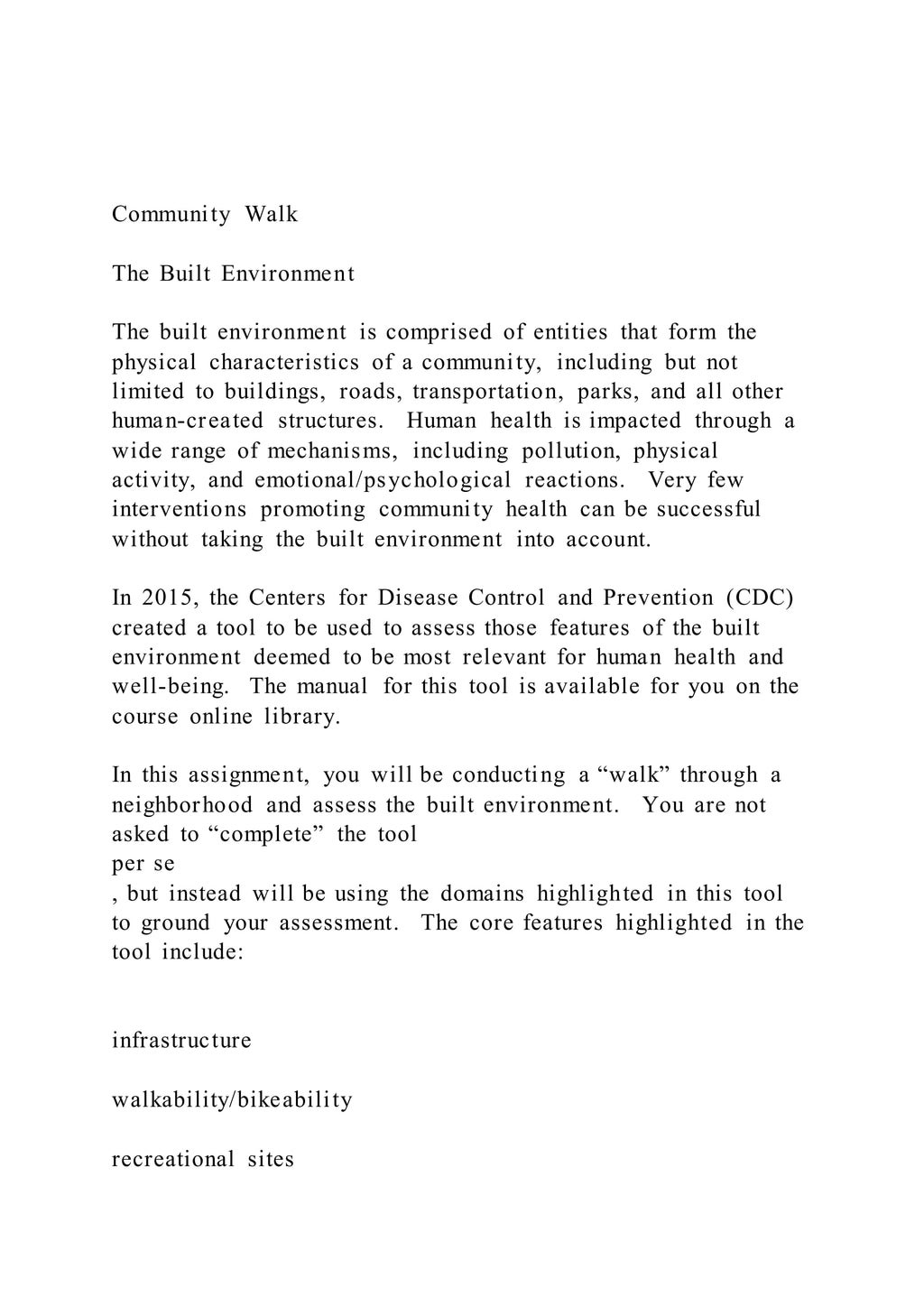 Community WalkThe Built EnvironmentThe built environment | PDF