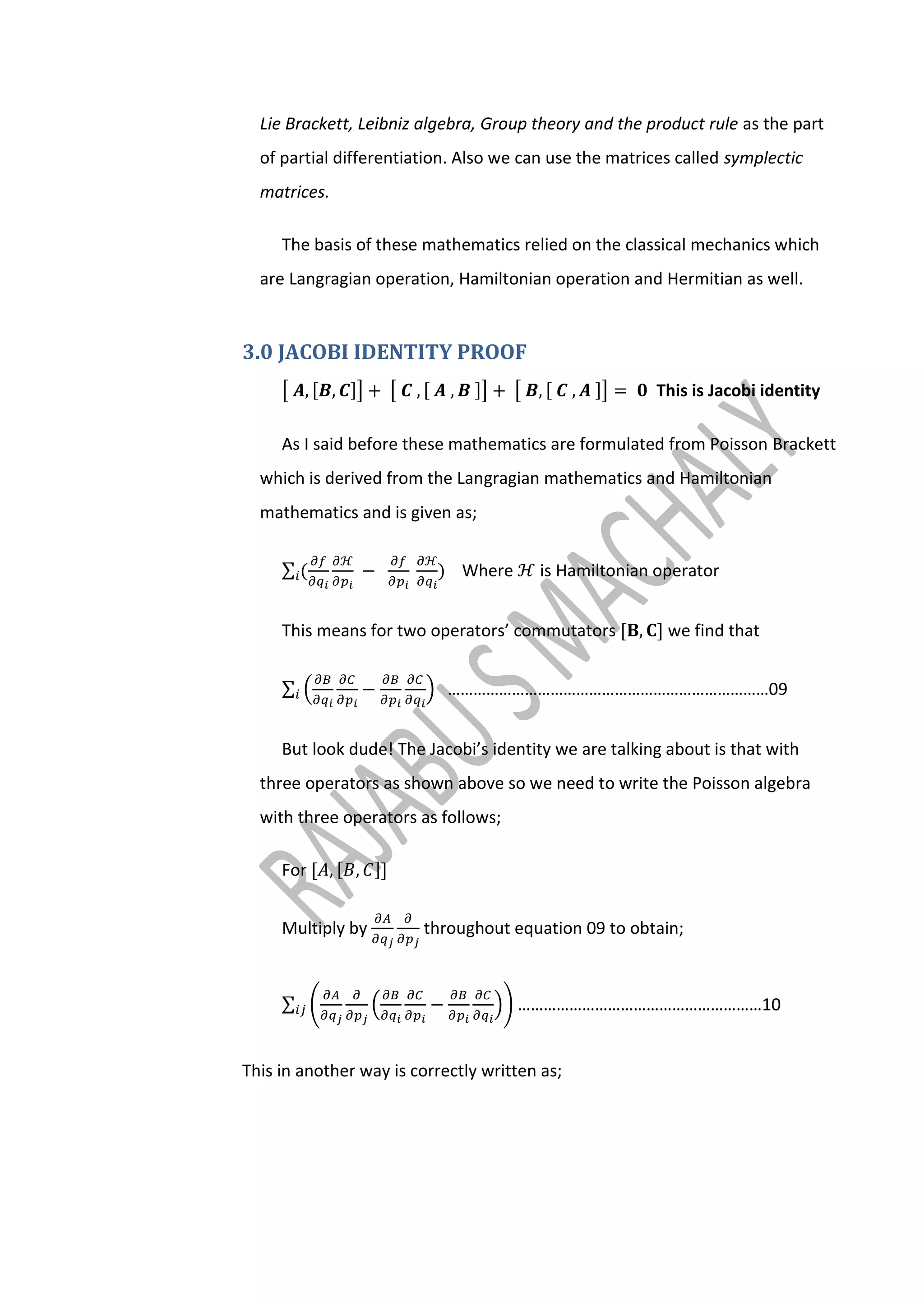 Quantum Axioms and commutation(Jacobi identity) | PDF