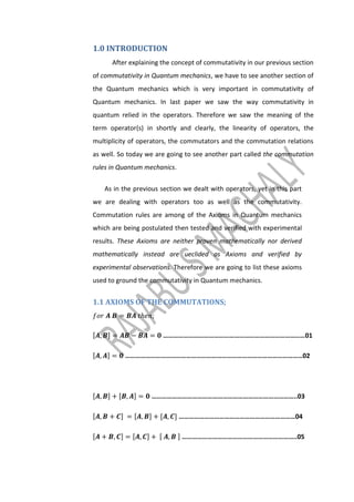 Quantum Axioms and commutation(Jacobi identity) | PDF