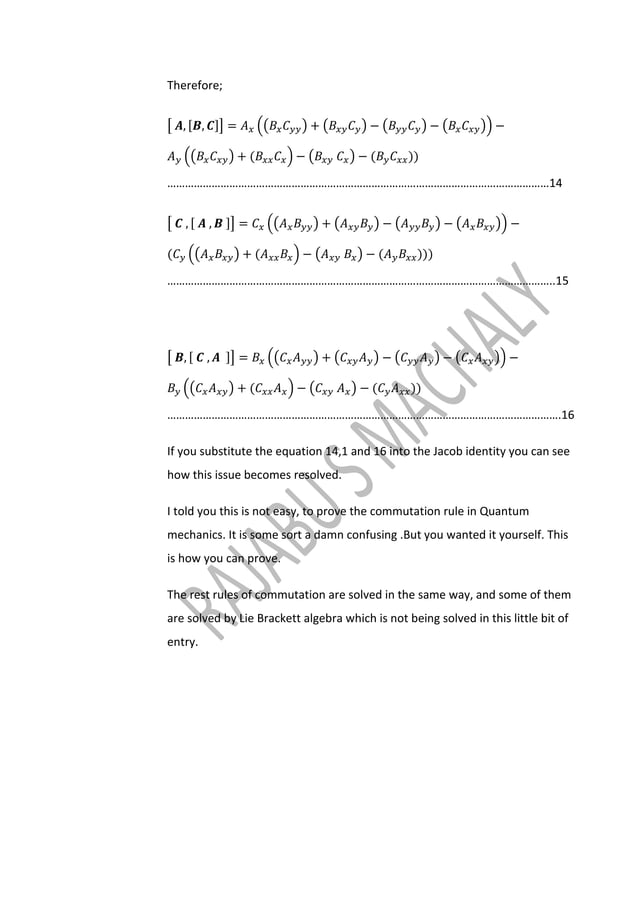 Quantum Axioms and commutation(Jacobi identity) | PDF