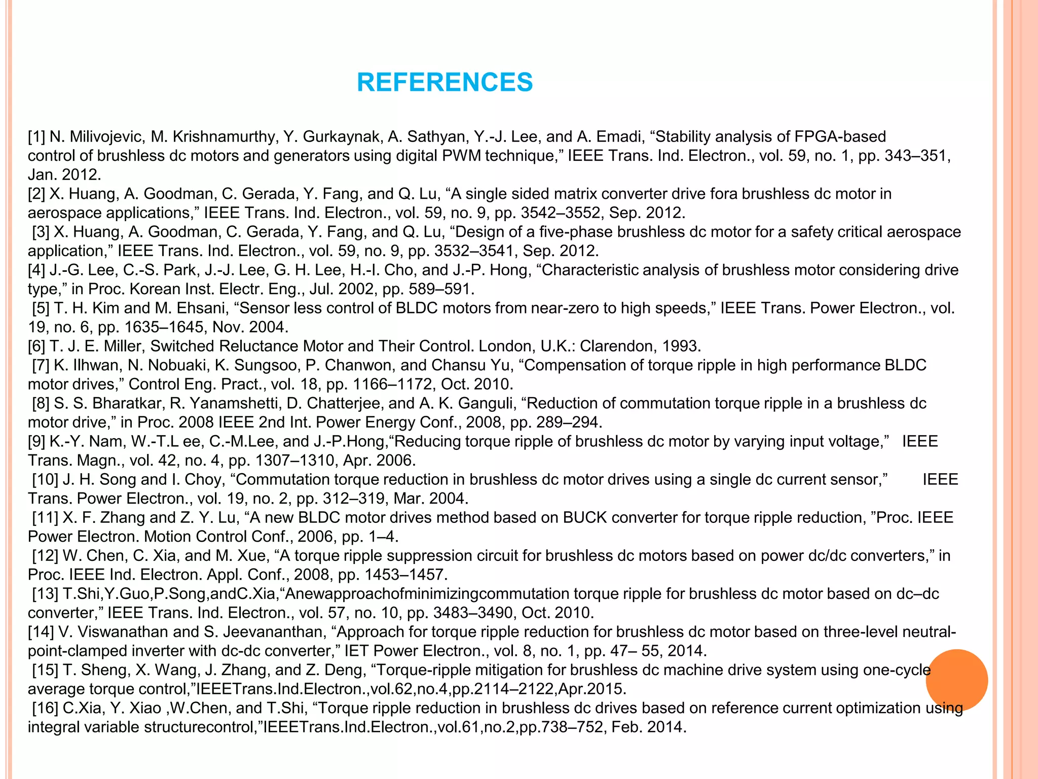 Commutation Torque Ripple In Bldc By Sepic And Npc Ppt