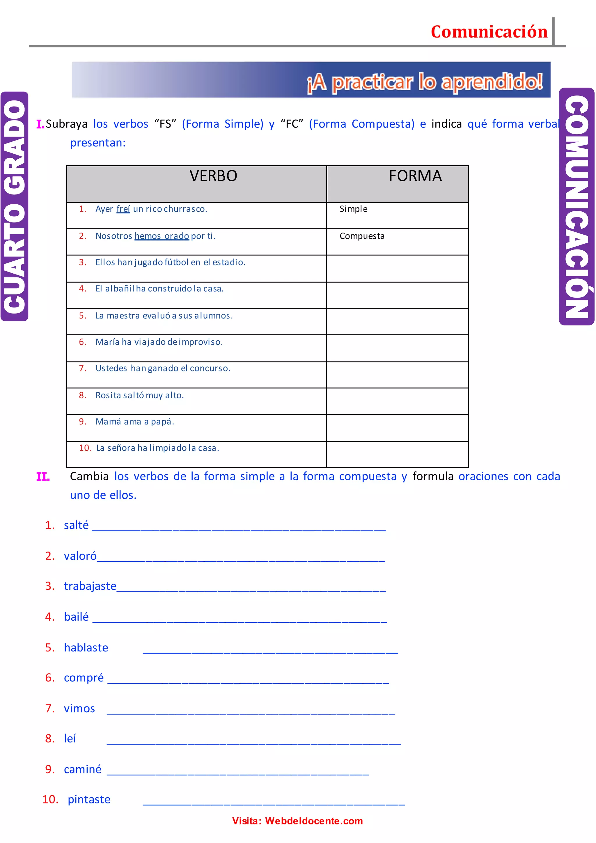 Como se-conjuga-el-verbo-para-cuarto-grado-de-primaria | DOC