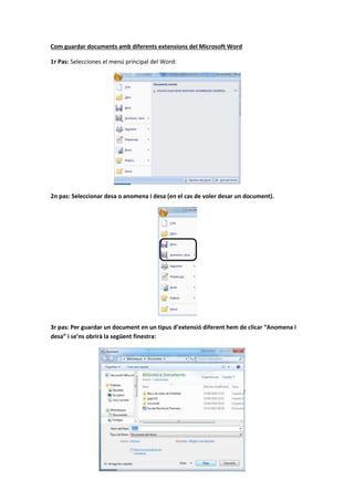 Com obrir i guardar documents amb diferents extensions del microsoft ...