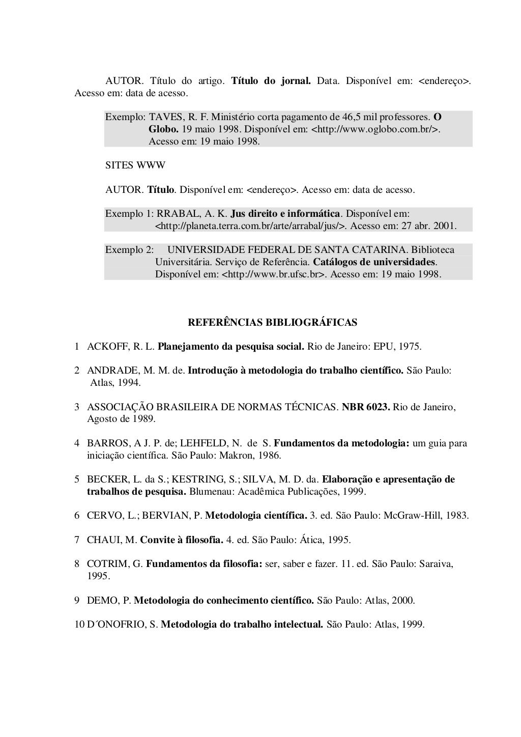Modelo Referencias Segundo ABNT
