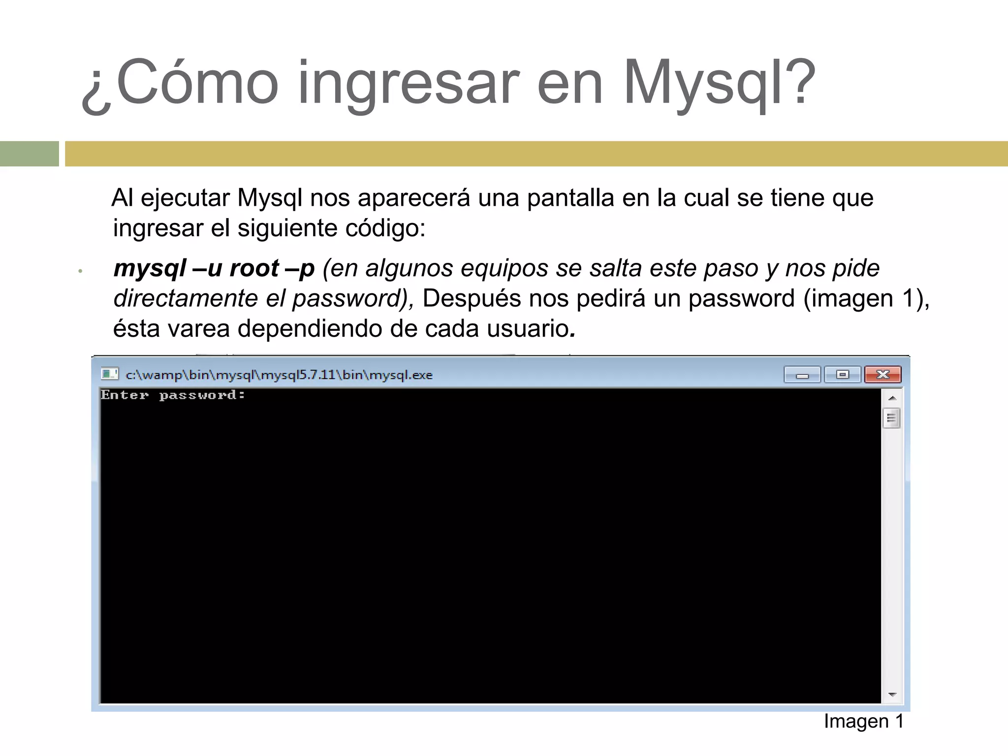 Como crear una base de datos (mysql) | PPT