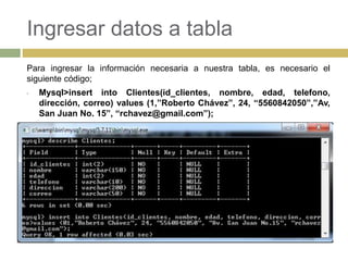 Como crear una base de datos (mysql) | PPT