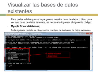 Como crear una base de datos (mysql) | PPT