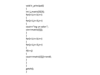 Como crear una matriz de 3x3 con c++ con menu | PPTX