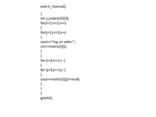 Como crear una matriz de 3x3 con c++ con menu | PPTX