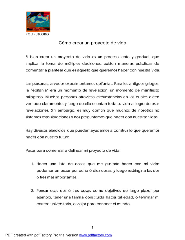 Como crear un proyecto de vida | PDF | Career Planning | Careers