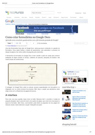 Como criar formulários no google docs | PDF