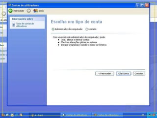 Como criar uma conta de utilizador com palavra passe | PPT