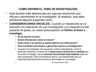 Como definir el tema de investigacion | PPT