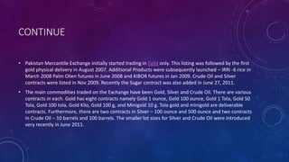 Commodities Market in Pakistan | PPT