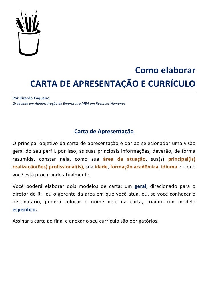 Como elaborar carta de apresentação e currículo