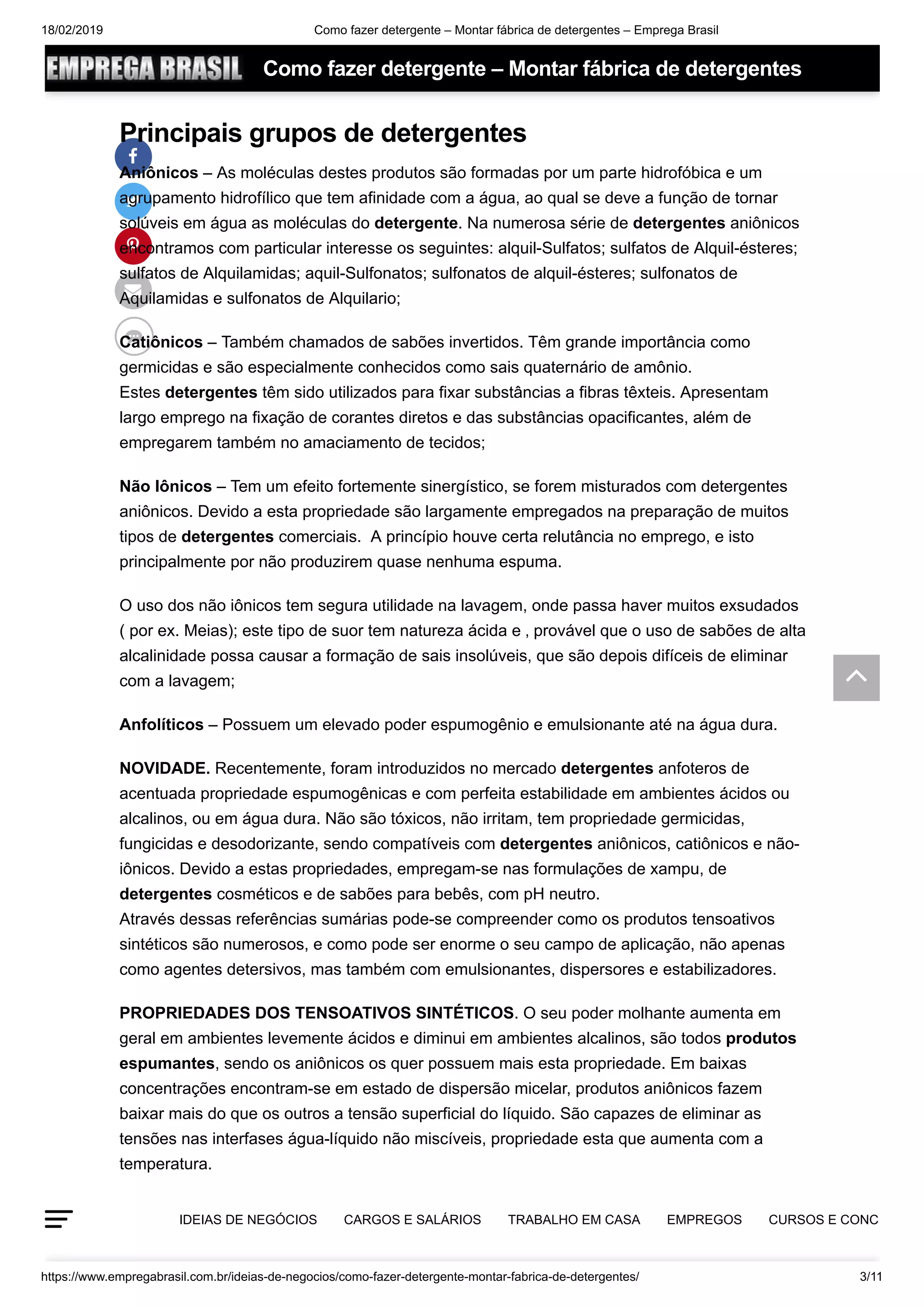 Como fazer detergente – montar fábrica de detergentes – emprega brasil ...