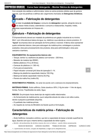 Como fazer detergente – montar fábrica de detergentes – emprega brasil ...