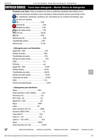 Como fazer detergente – montar fábrica de detergentes – emprega brasil ...