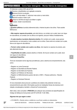 Como fazer detergente – montar fábrica de detergentes – emprega brasil ...