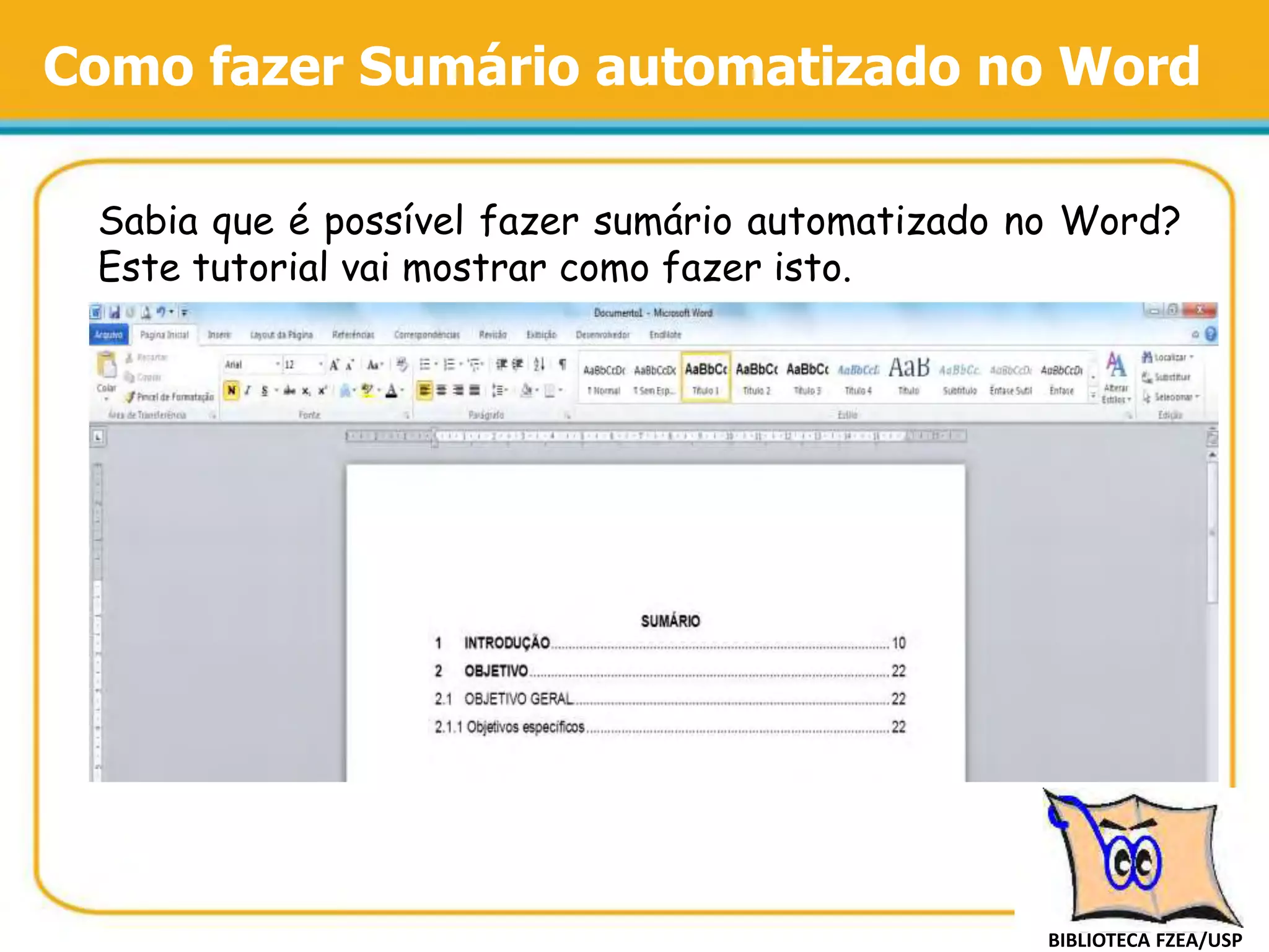 Como fazer Sumário Automatizado | PPT
