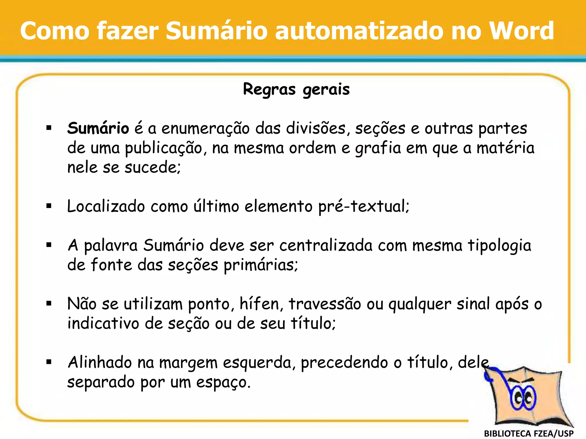 Como fazer Sumário Automatizado | PPT